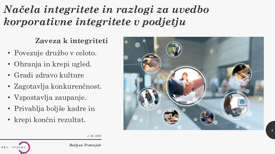 O pomenu in korporativni integriteti v praksi - razvoj kompetenc za ...
