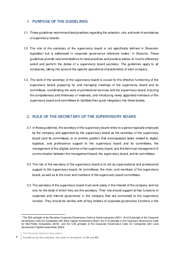 Guidelines for the Selection and Work of the Secretaries of Supervisory ...
